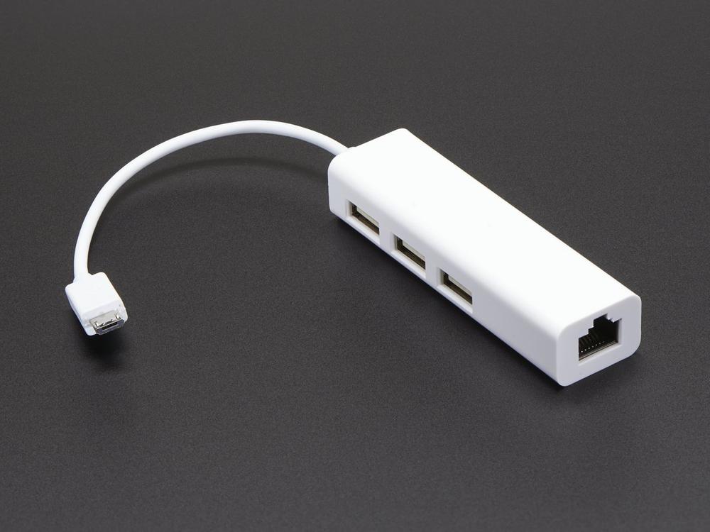 Ethernet-hub en USB-hub met micro-USB OTG-connector