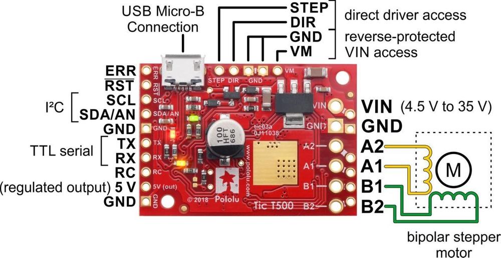 Tic T500 USB Multi-Interface Stepper Motor Controller - Opencircuit Tic T500 USB Multi-Interface Stepper Motor Controller - Opencircuit