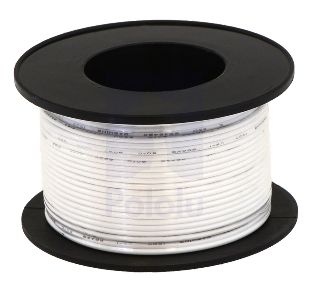 Stranded Wire: White, 30 AWG, 100 Feet - Opencircuit