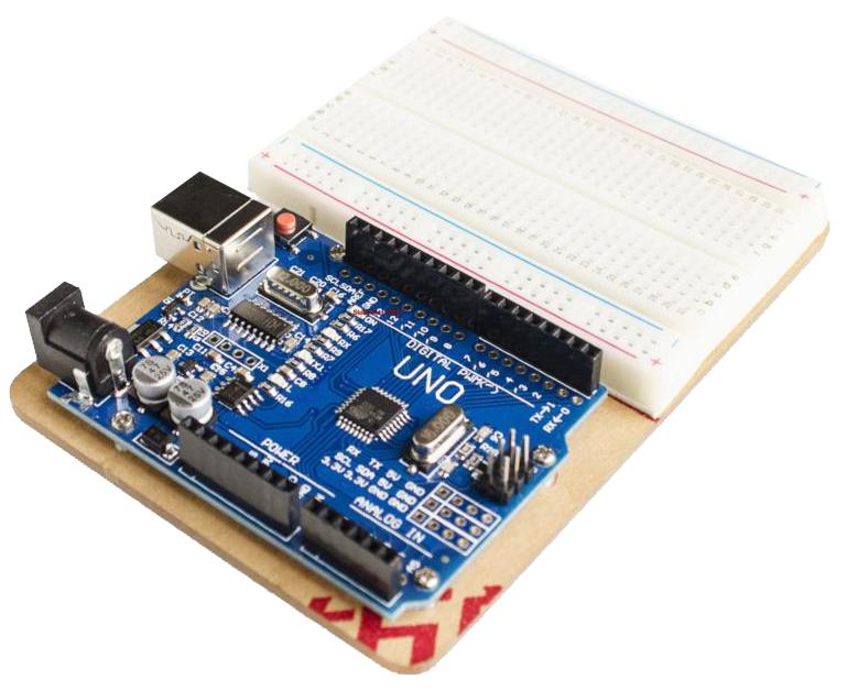 Transparent acrylic base plate for Arduino Uno and breadboard - Opencircuit