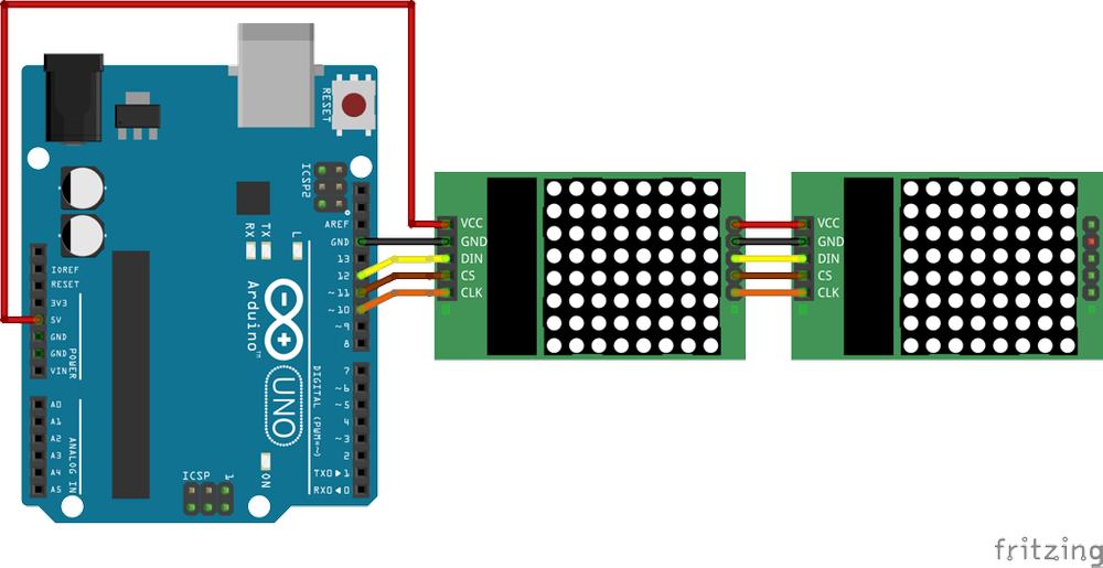 MAX7219 Dot matrix module 8x8 - gemonteerd