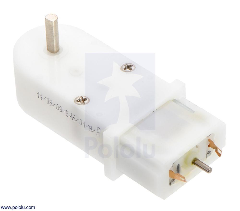 120:1 Mini Plastic Gearmotor HP, 90° 3mm D-Shaft Output, Extended Motor ...