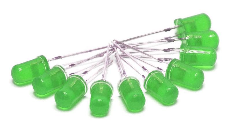 LED verte diffuse 5mm - 10 pièces - Opencircuit